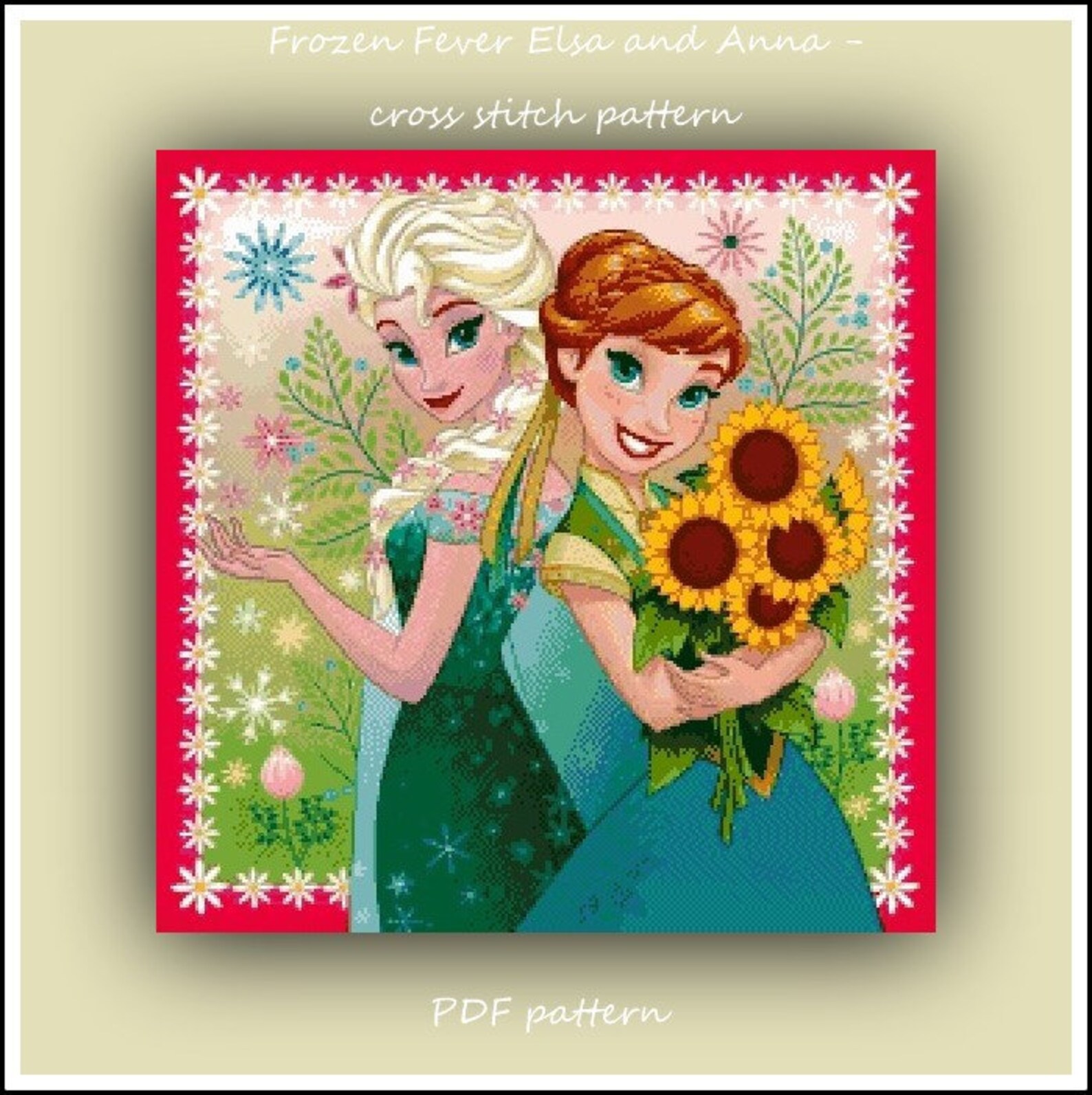 Frozen Fever Elsa and Anna Cross Stitch Pattern Frozen Cross - Etsy