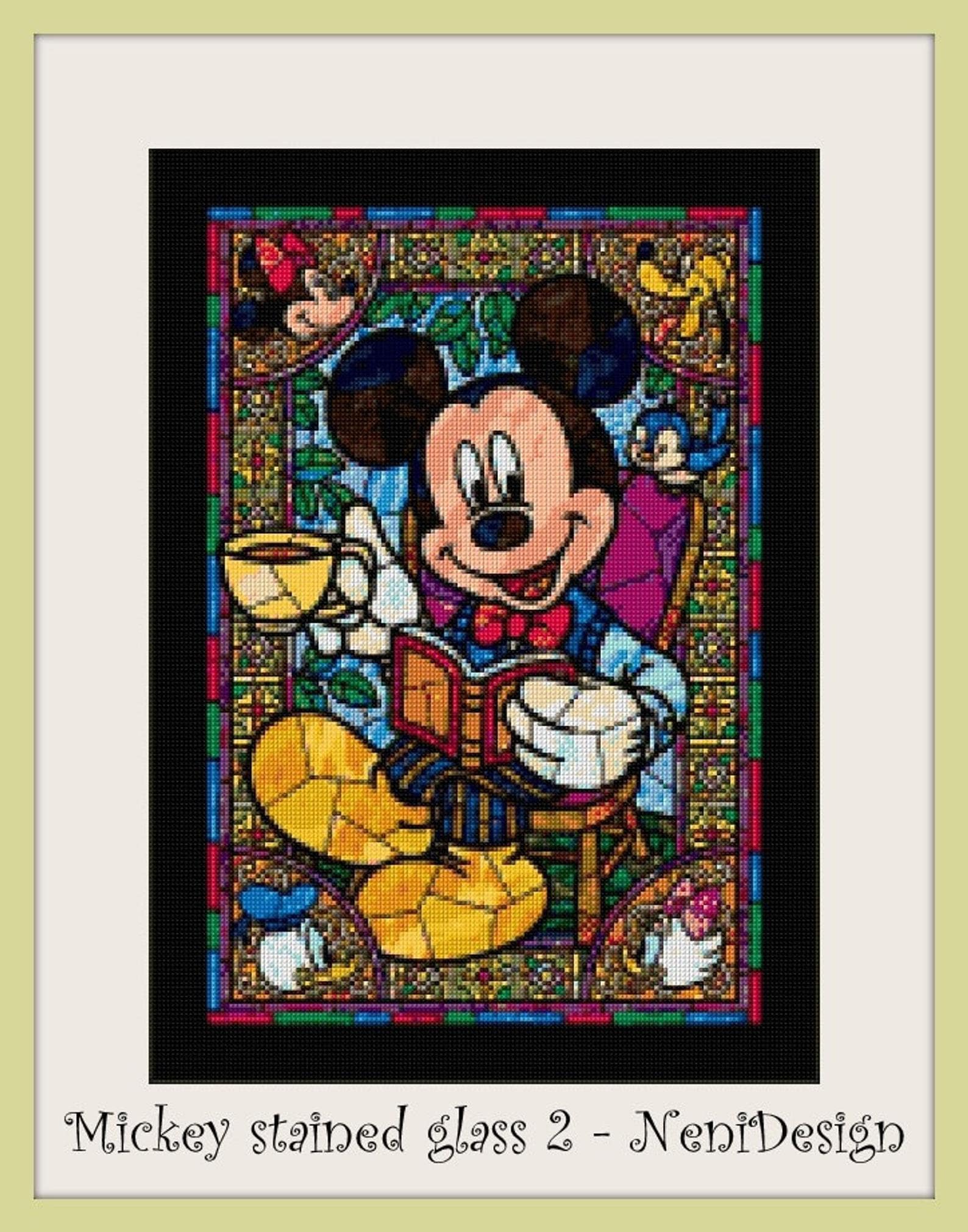 Mickey Stained Glass 2 Cross Stitch Mickey Kids Room - Etsy