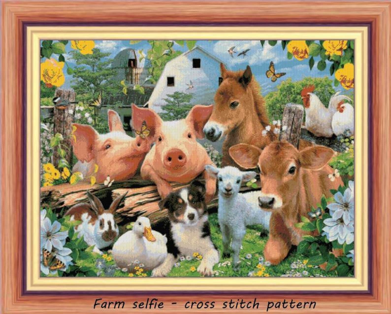 Farm Selfie Cross Stitch Pattern Farm Pattern Farm Cross Stitch Animal ...