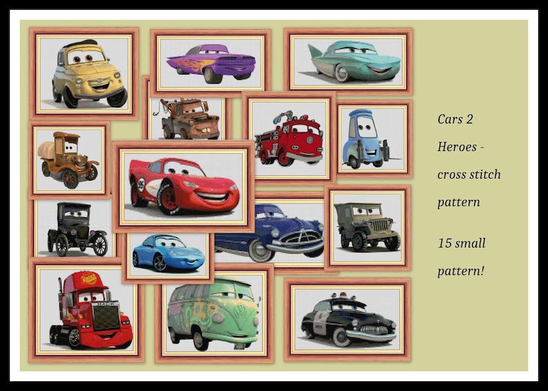 Cars 2 Heroes Cross Stitch Pattern Cars 2 Pattern Cars 2 Cross | Etsy