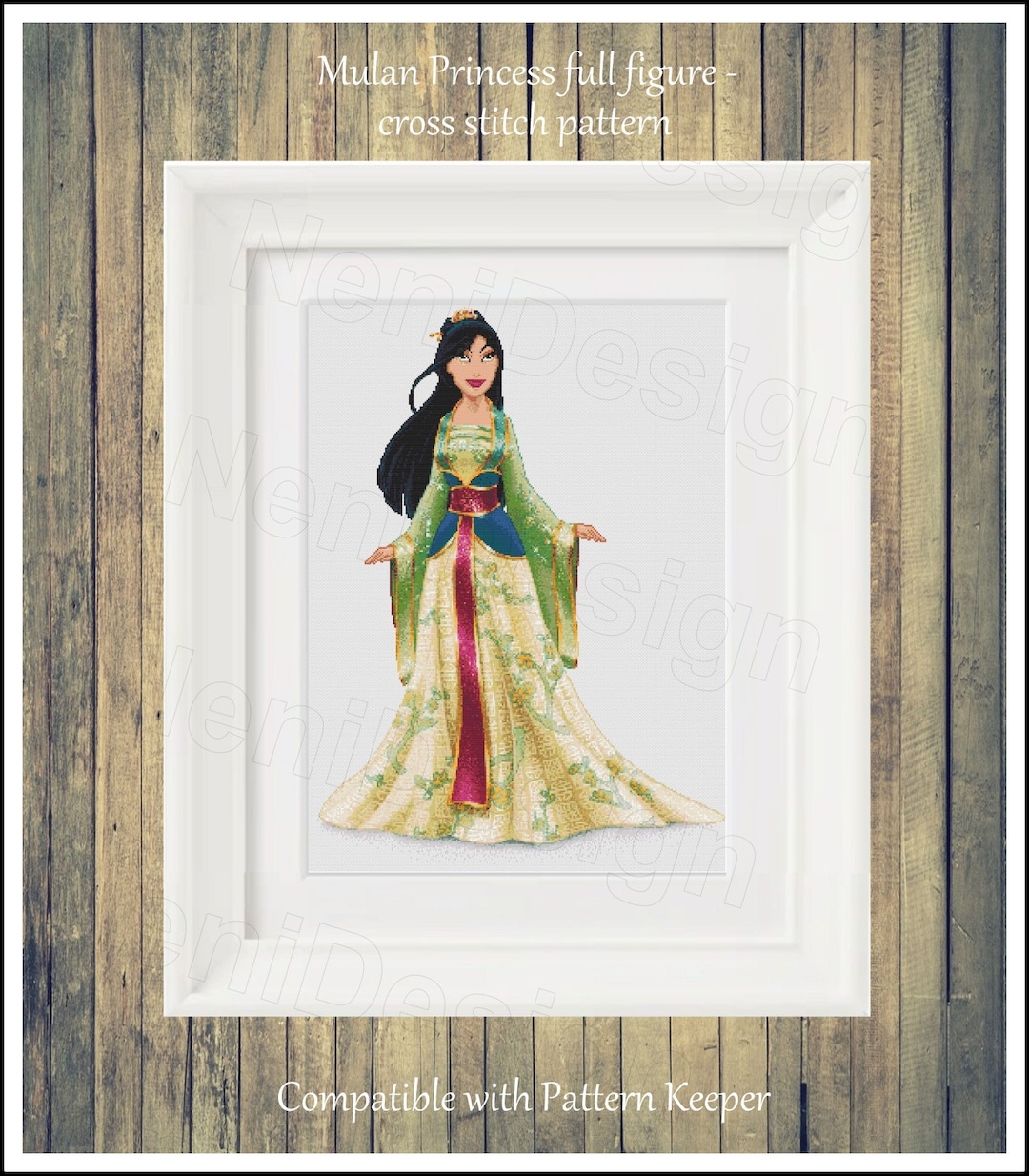 Mulan Princess Cross Stitch Pattern, Full Figure (PDF Pattern) - Etsy