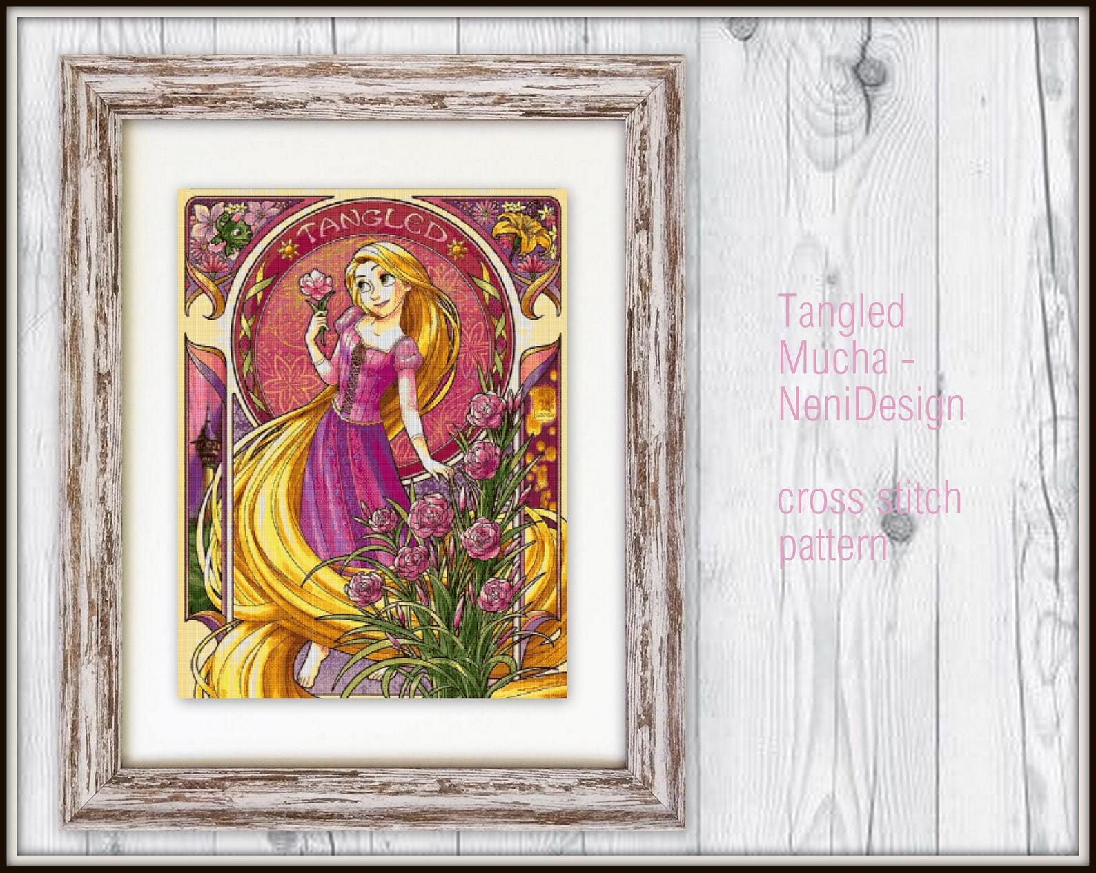 Tangled Mucha Cross Stitch Pattern DIY Princess Tale Hero Pattern ...