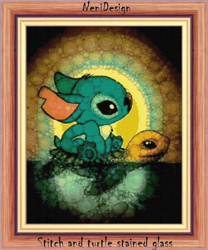 Stitch and Turtle Stained Glass Cross Stitch Pattern Cross - Etsy