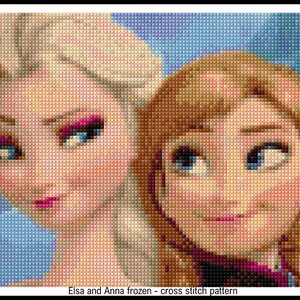 Elsa and Anna Frozen Cross Stitch Pattern Frozen Cross Stitch Tale ...