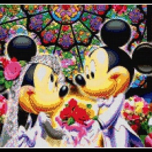 Mickey and Minnie Mouse Wedding Large Pattern Cross Stitch Pattern ...