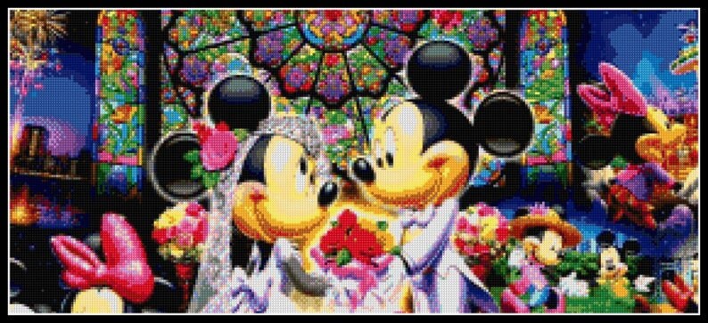 Mickey and Minnie Mouse Wedding Large Pattern Cross Stitch - Etsy