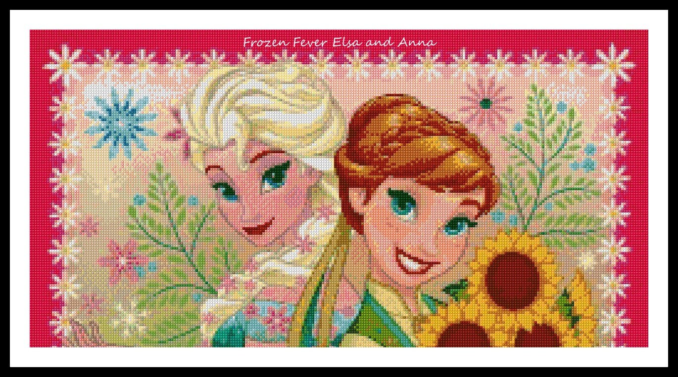 Frozen Fever Elsa and Anna Cross Stitch Pattern Frozen Cross - Etsy