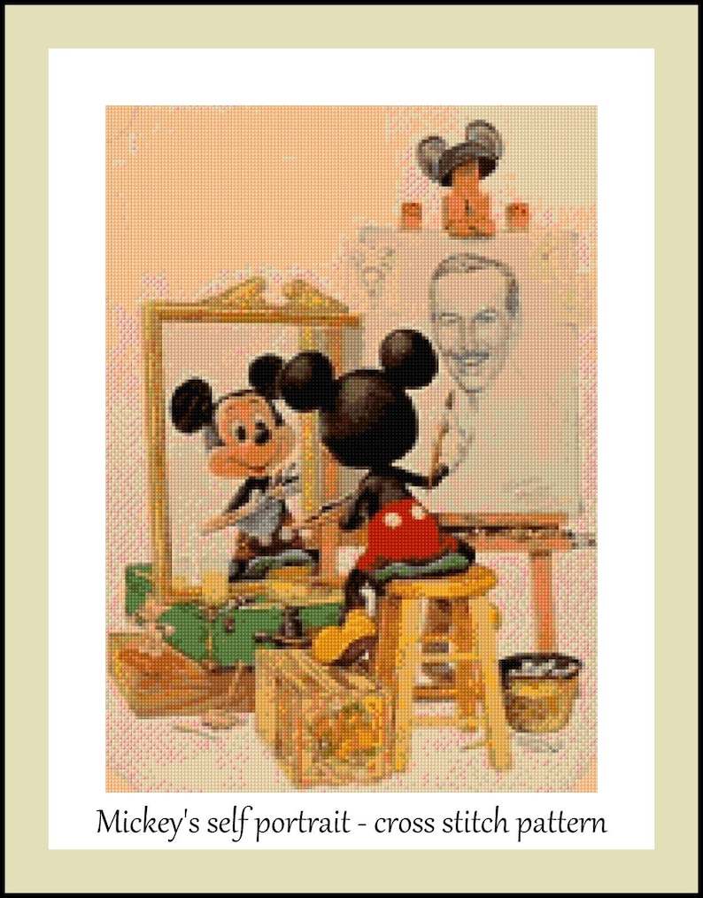 Mickey's Self Portrait Cross Stitch Pattern Mickey Cross - Etsy