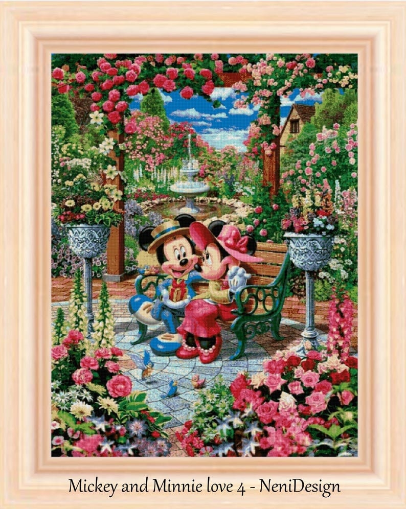 Mickey and Minnie Love 4-2 Cross Stitch Pattern Minnie Cross - Etsy