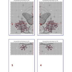 Cecropia Moth and Red Spider Lily Black Cross Stitch Pattern Moth Cross ...