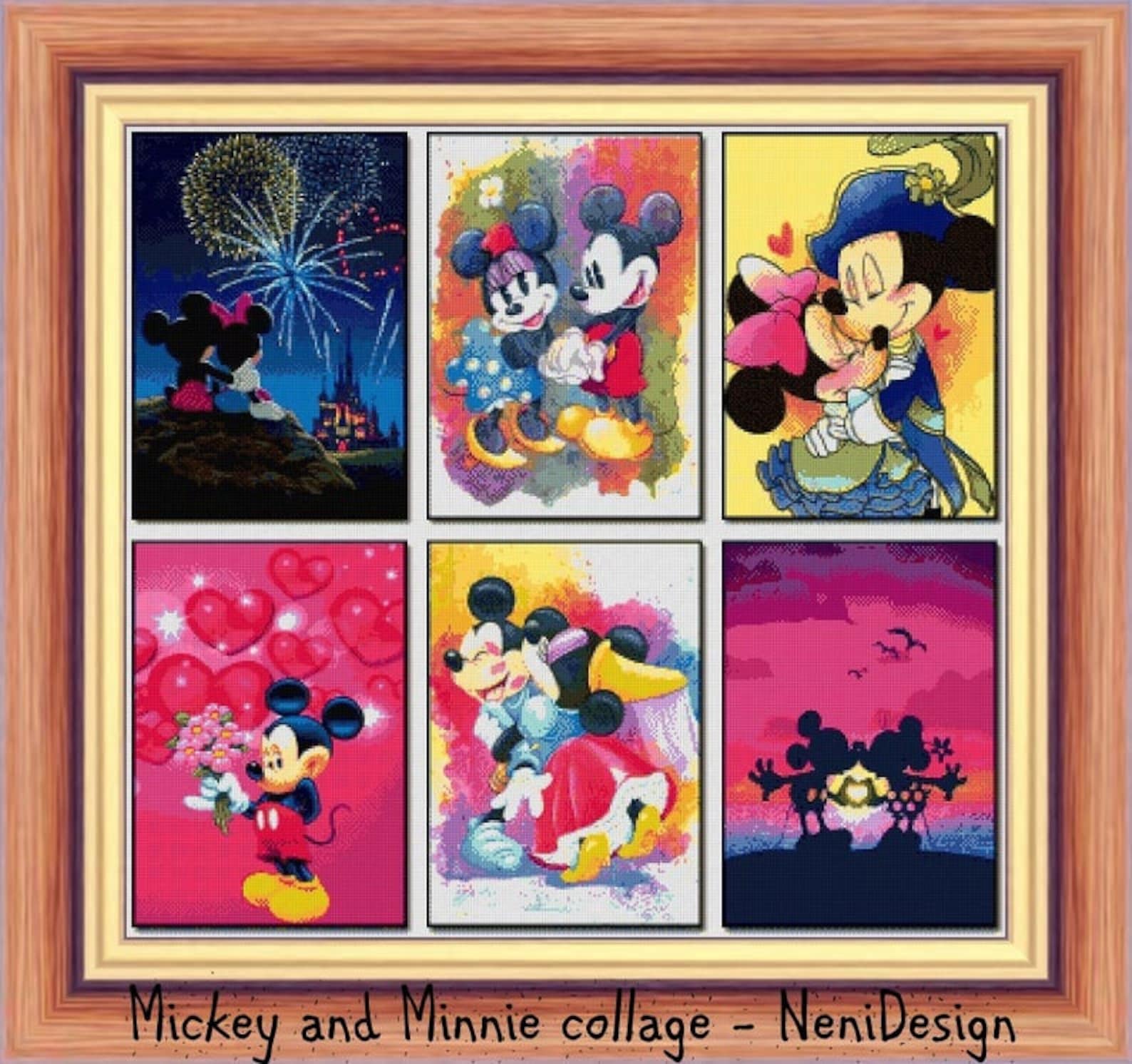 Mickey and Minnie Collage, Cross Stitch Pattern (PDF Pattern) - Etsy
