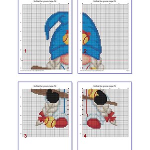Softball Fan Gnome Cross Stitch Pattern Softball Team Cute Gnomes DIY ...
