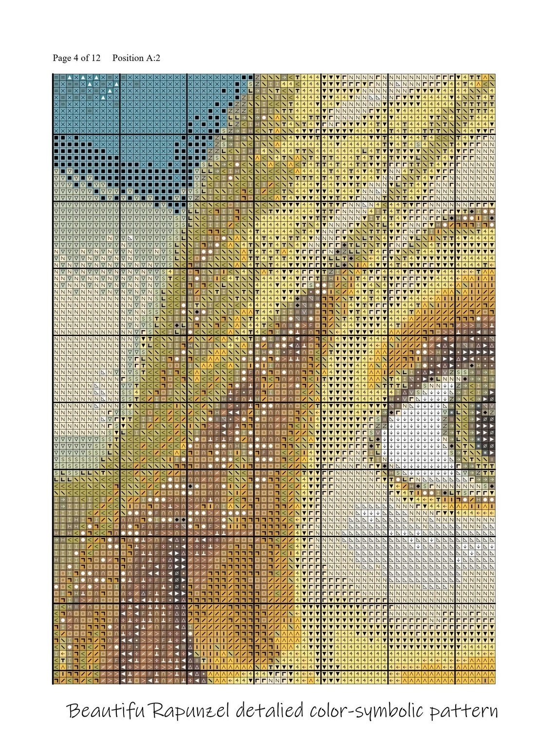 Beautiful Rapunzel Cross Stitch Pattern Rapunzel Cross Stitch | Etsy