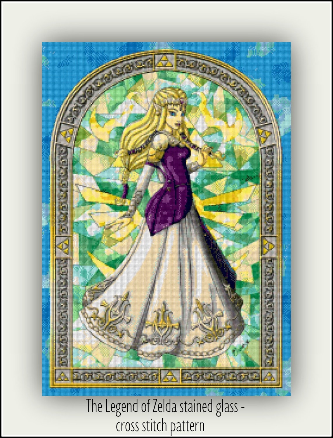 Zelda Stained Glass Cross Stitch Pattern DIY Zelda Princess - Etsy