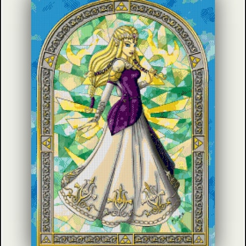 Zelda Stained Glass Cross Stitch Pattern DIY Zelda Princess - Etsy