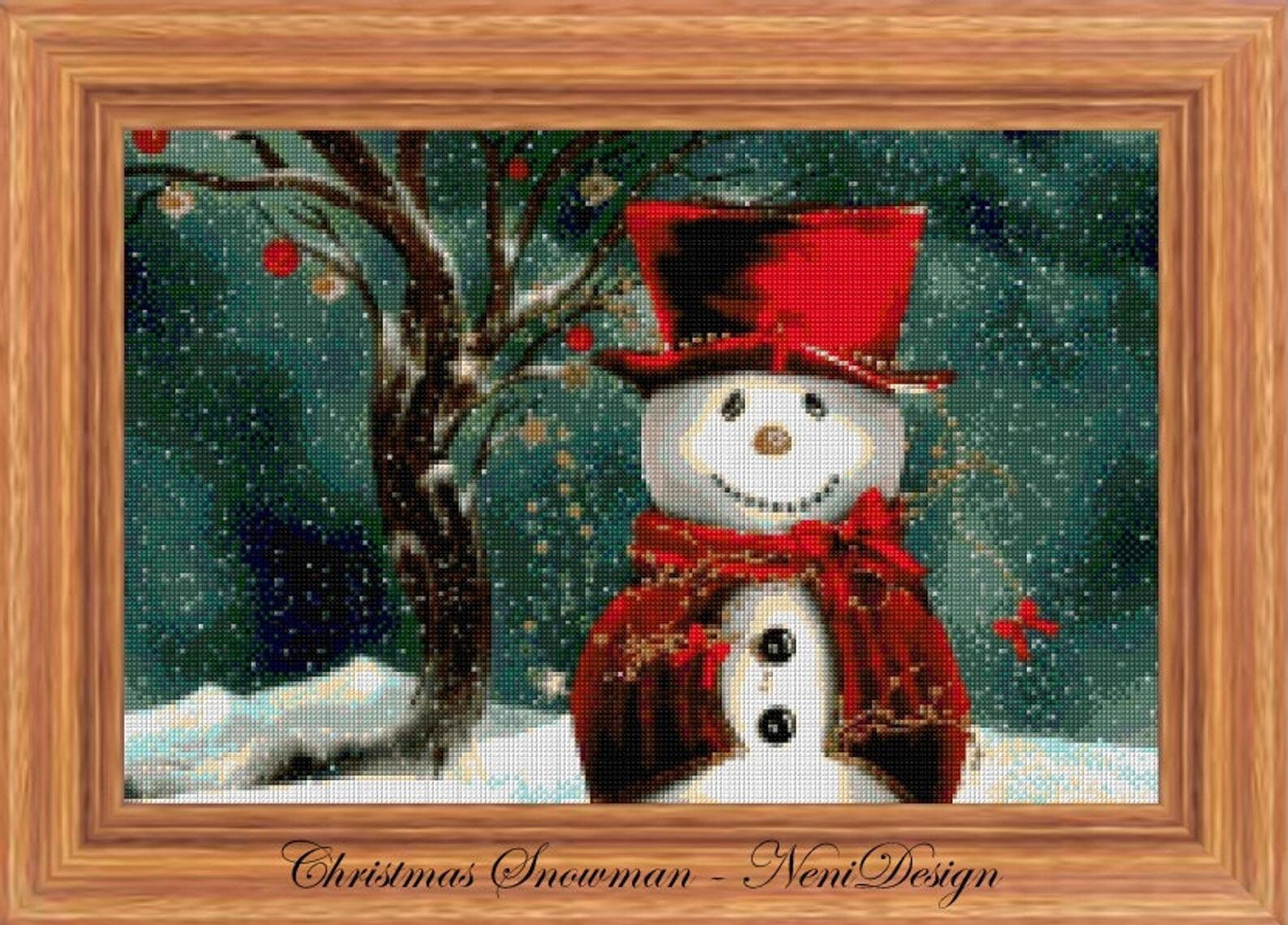Christmas Snowman Cross Stitch Pattern (PDF) - Etsy