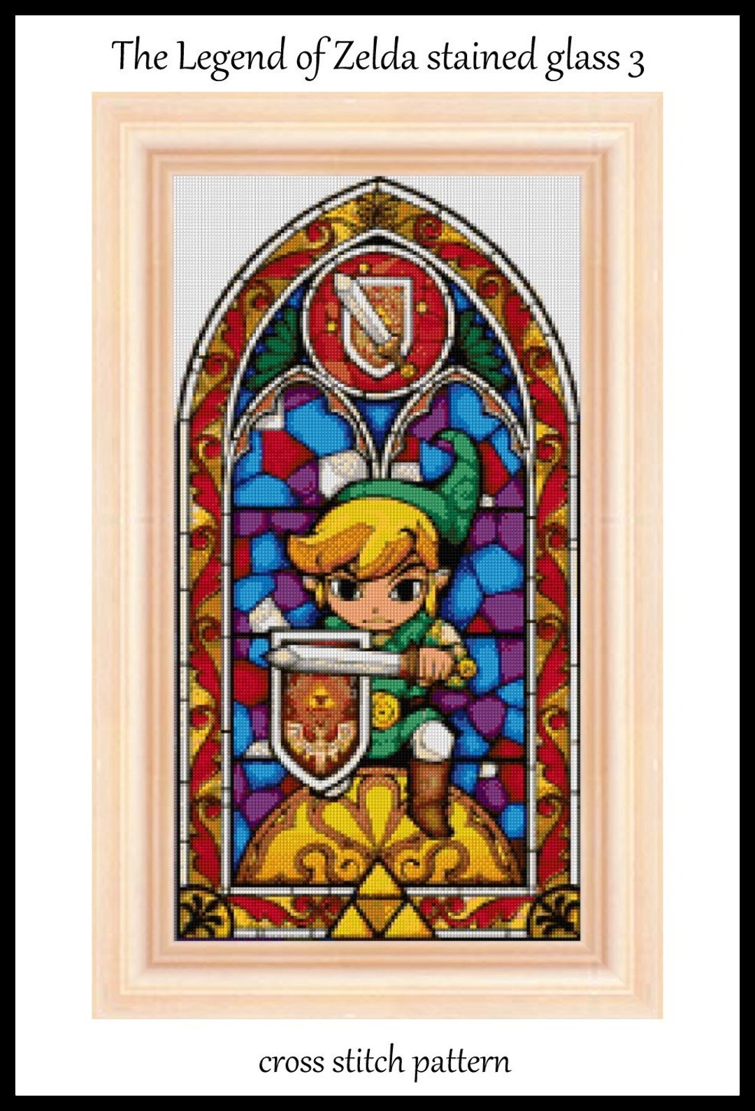 The Legend of Zelda Stained Glass 3 Cross Stitch Pattern Tale Heroes ...