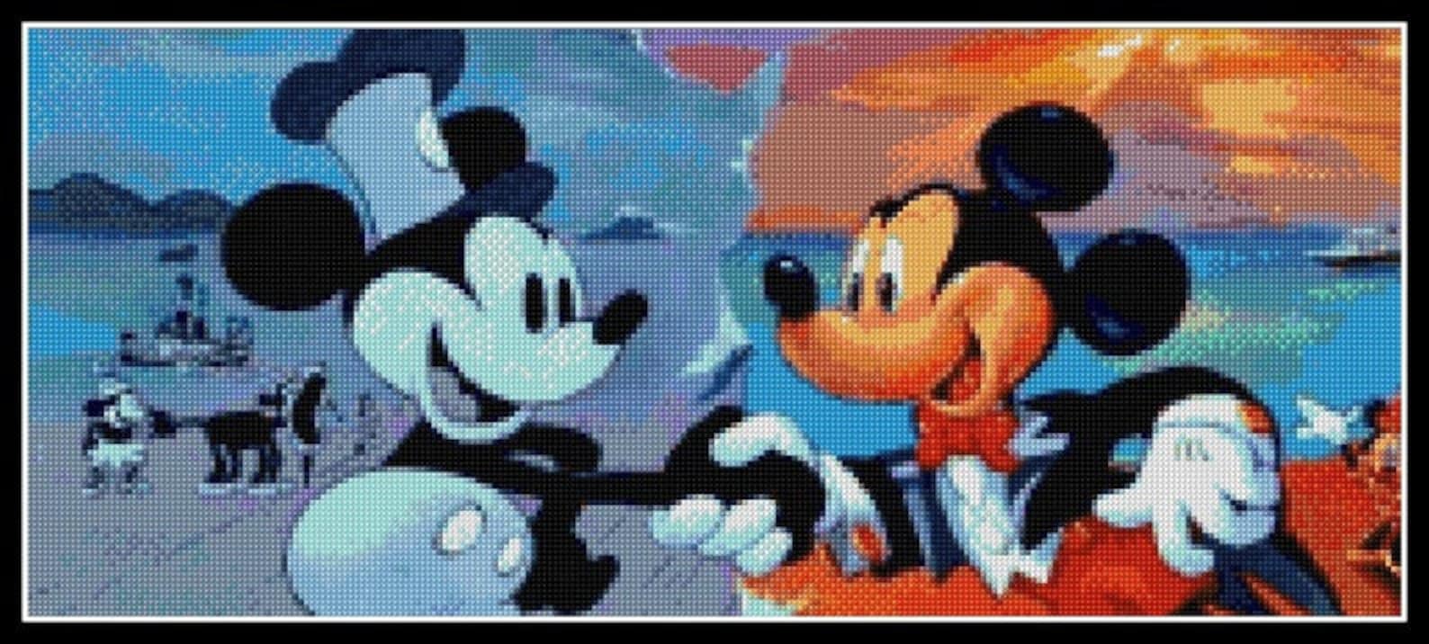 Mickey and Mickey Cross Stitch Pattern Mickey Cross Stitch Mickey Retro ...