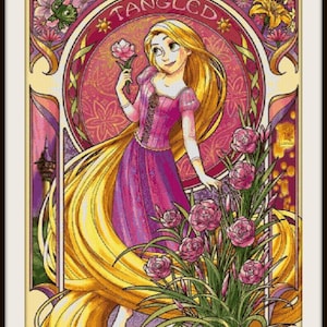 Tangled Mucha Cross Stitch Pattern DIY Princess Tale Hero Pattern ...
