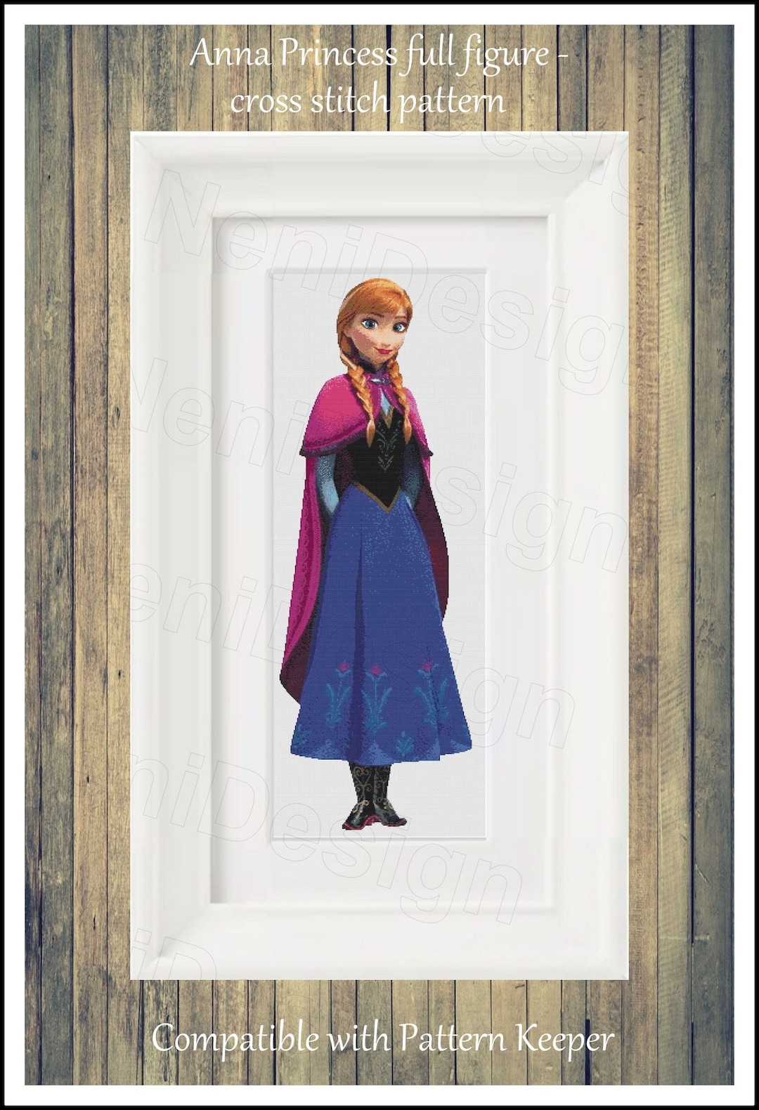 Anna Princess Full Figure Cross Stitch Pattern Princess Cross Stitch ...