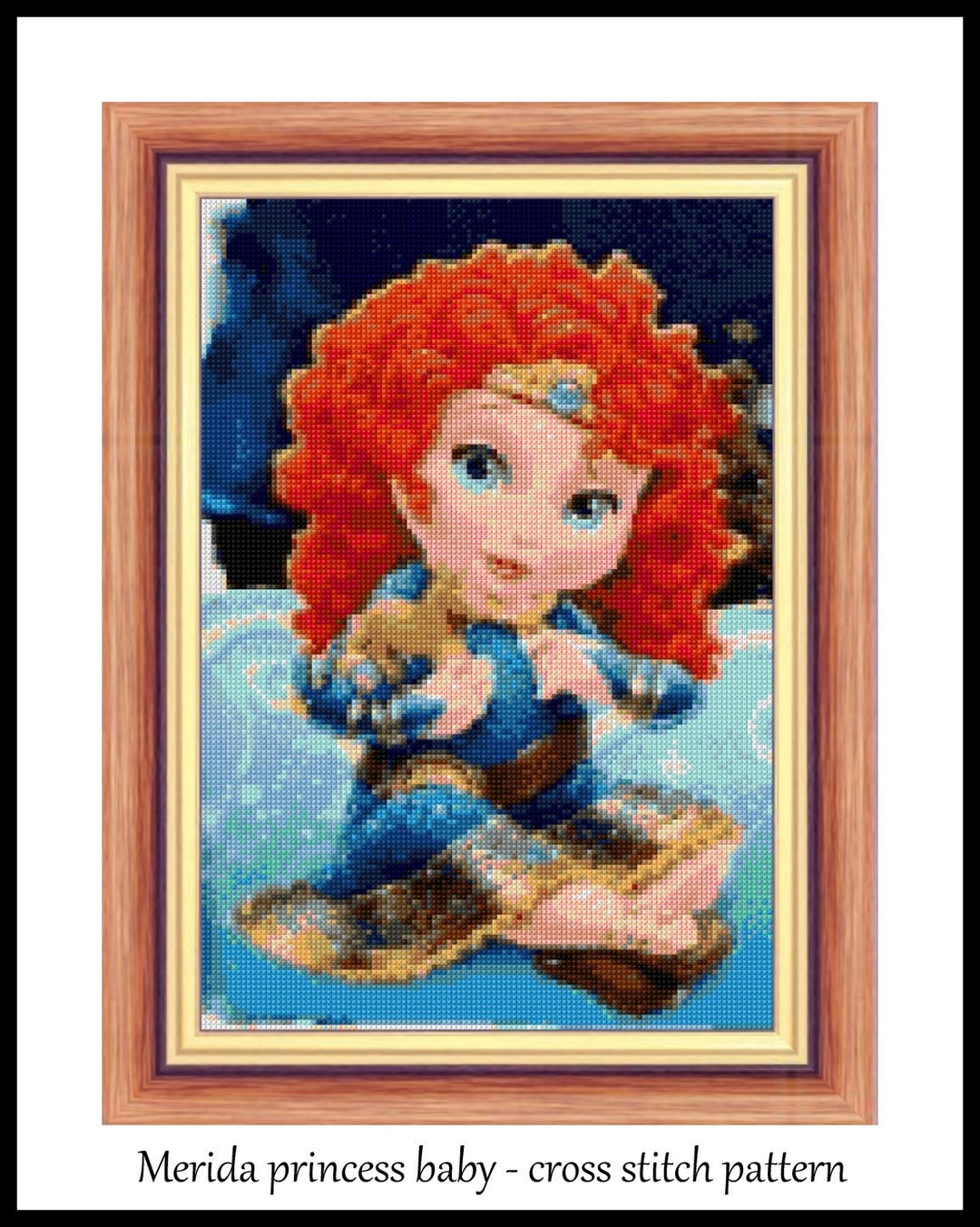 Merida Princess Baby Cross Stitch Pattern Kids Room Decoration DIY ...