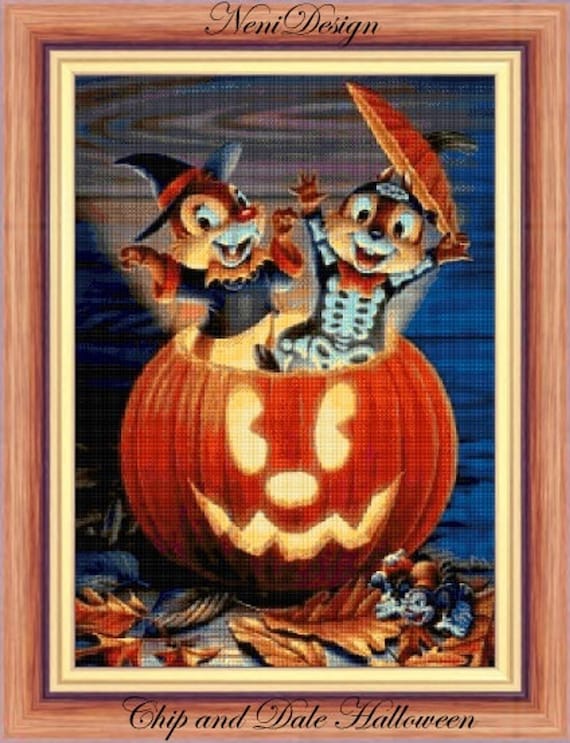 Chip and Dale Halloween Cross Stitch Pattern DIY Tale Hero | Etsy
