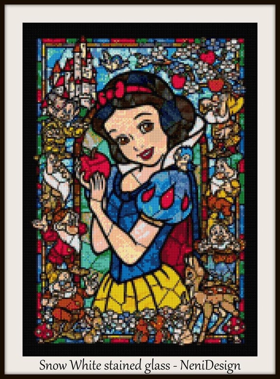 Snow White Stained Glass Cross Stitch Pattern Cross Stitch | Etsy