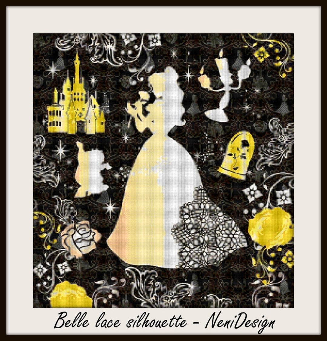Belle Lace Silhouette Belle Pattern Belle Cross Stitch Kids Room ...