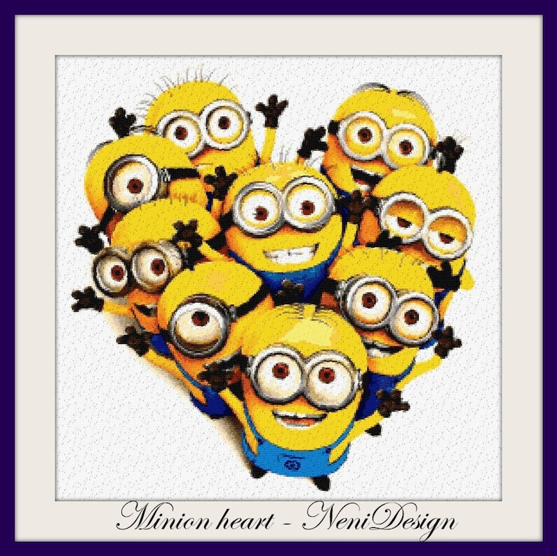Minion Heart Cross Stitch Minion Minion Cross Stitch Kids Room ...
