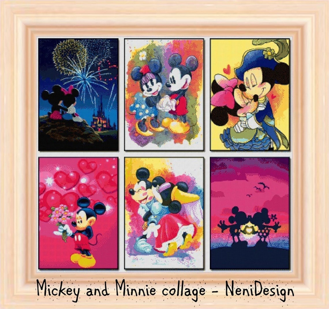 Mickey and Minnie Collage Cross Stitch Pattern Mickey Cross - Etsy