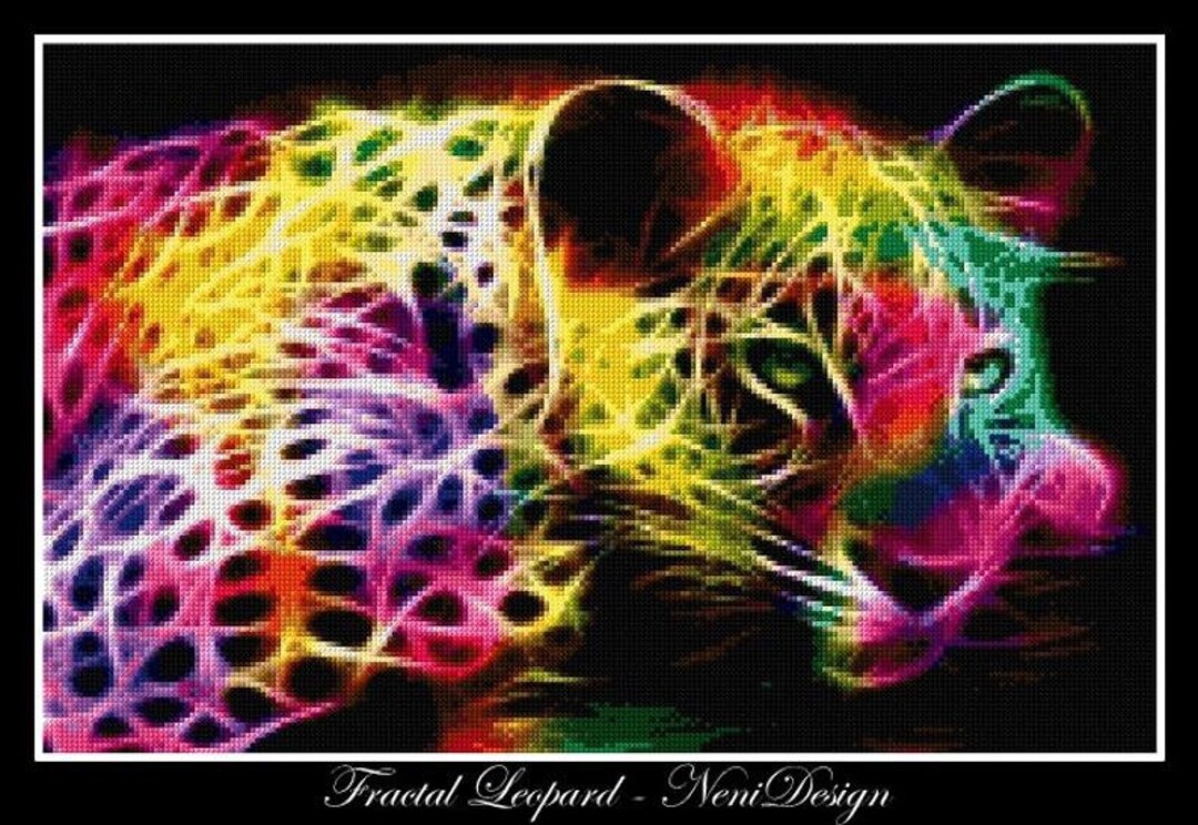 Fractal Leopard 1 Cross Stitch Pattern Modern Cross Stitch Home Decor ...