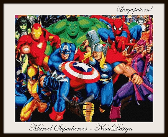 Superheroes Cross Stitch Pattern Kids Room Decoration DIY Kids | Etsy