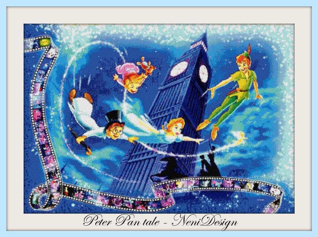 Peter Pan Tale Cross Stitch Pattern Kids Room Decoration DIY Tale Hero ...