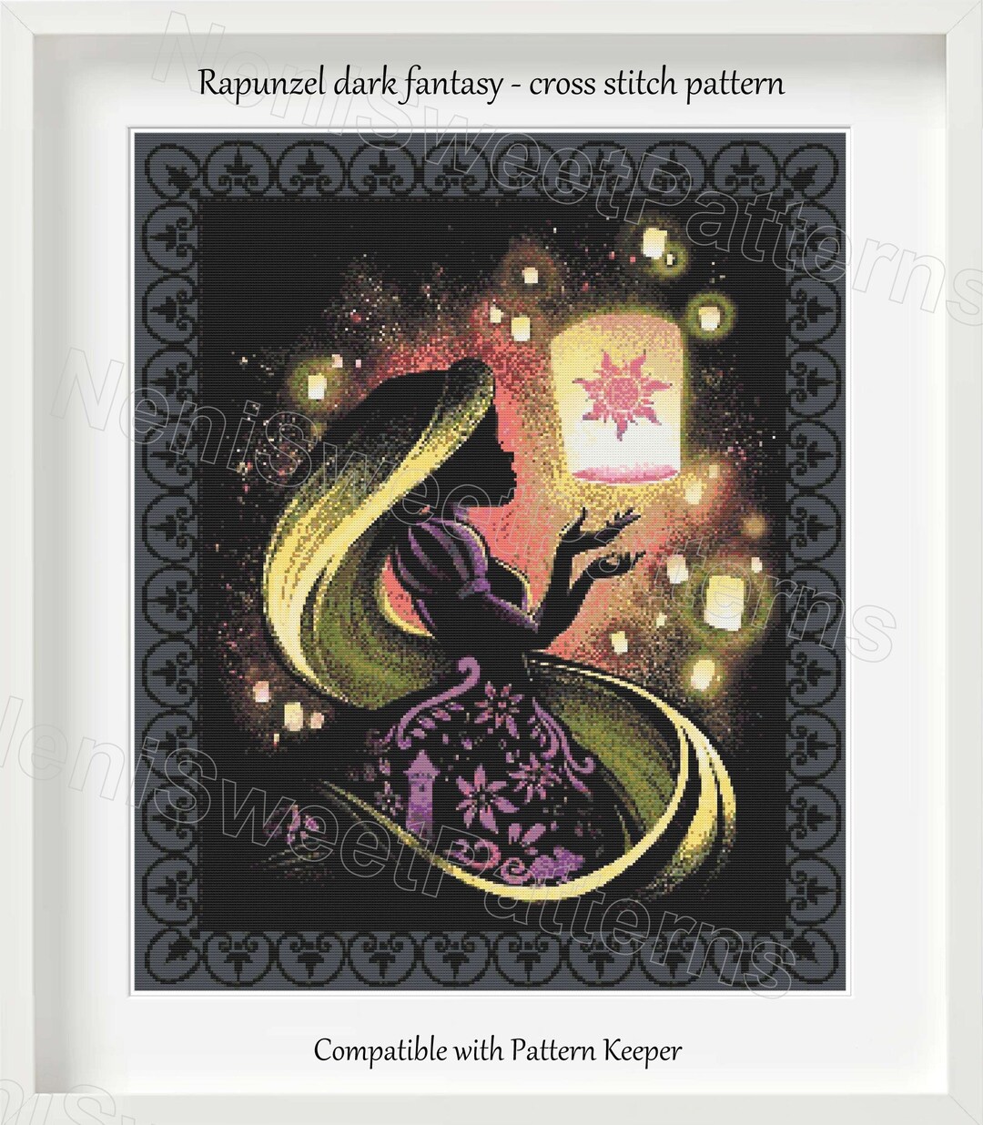 Rapunzel Cross Stitch Pattern, Dark Fantasy Princess (digital Download ...