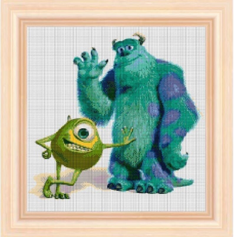 Mike and Sully Cross Stitch Pattern DIY Tale Hero Cross Stitch Kids ...