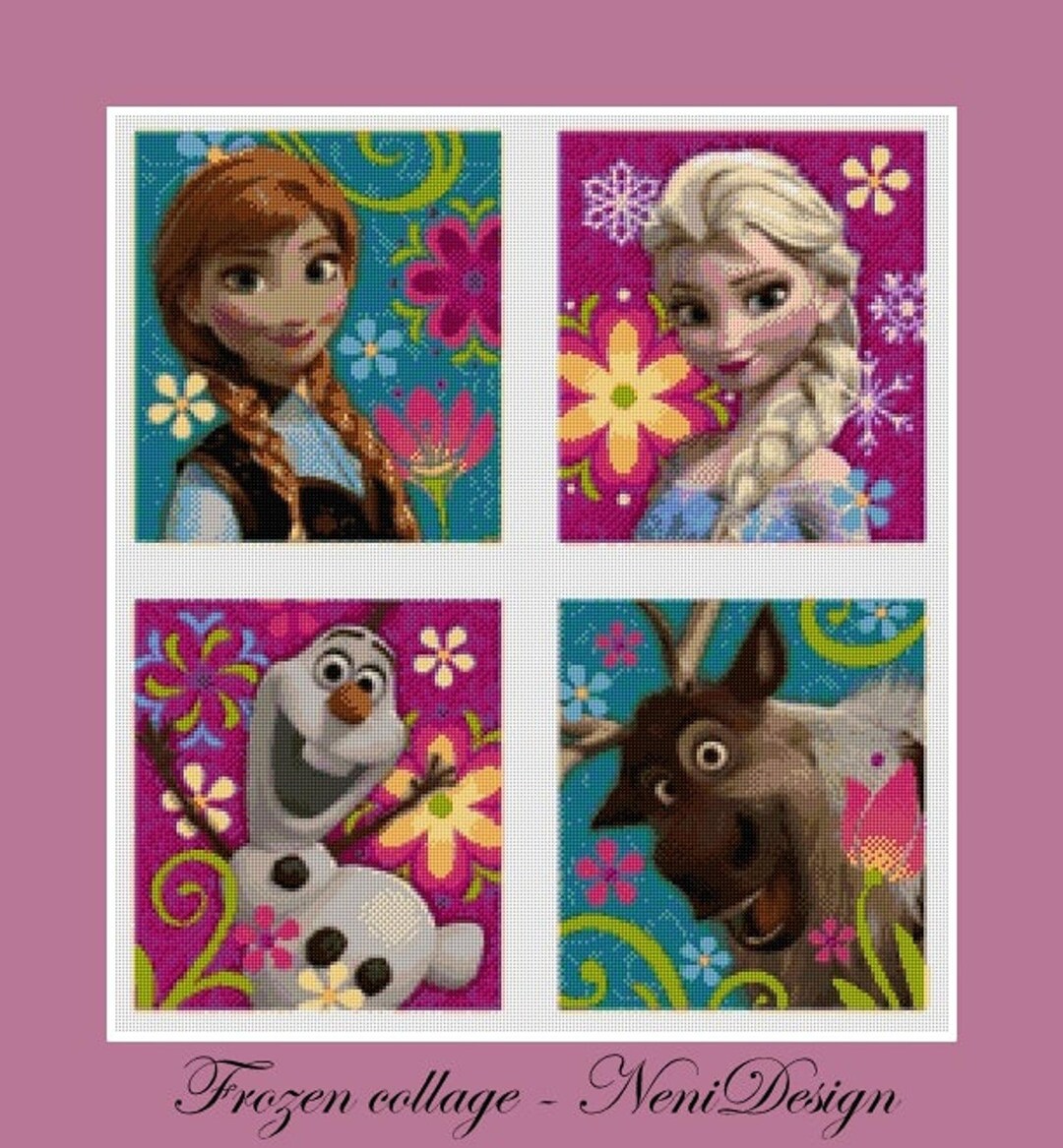 Frozen Collage Cross Stitch Pattern Elsa Cross Stitch Anna Cross Stitch ...