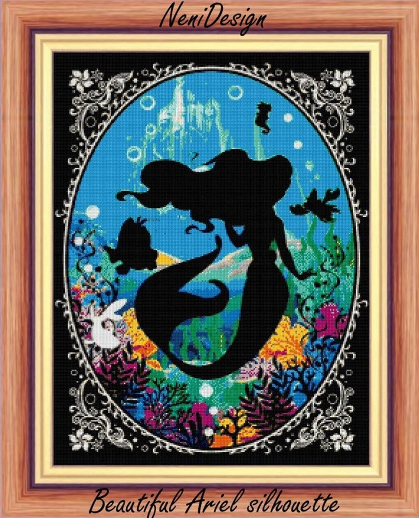 Beautiful Ariel Silhouette Cross Stitch Pattern Princess Cross - Etsy