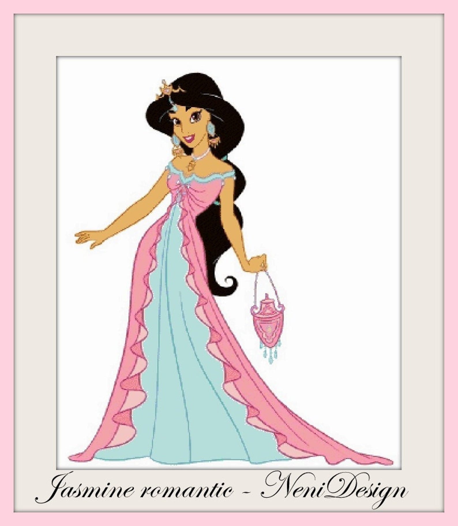 Jasmine Romantic Cross Stitch Pattern Princess Cross Stitch - Etsy