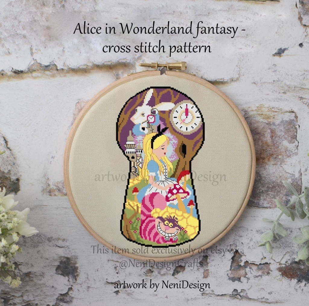 Alice in Wonderland Fantasy Cross Stitch Pattern Alice Cross - Etsy