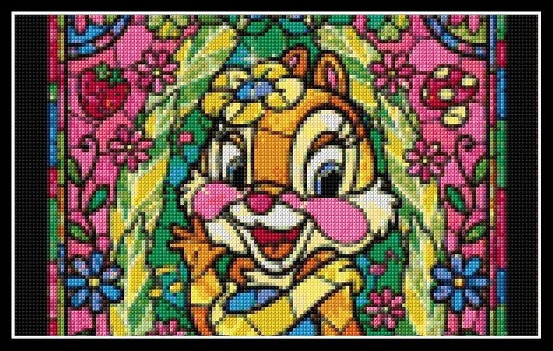 Chip and Dale Stained Glass 2 Cross Stitch Pattern Kids Room - Etsy