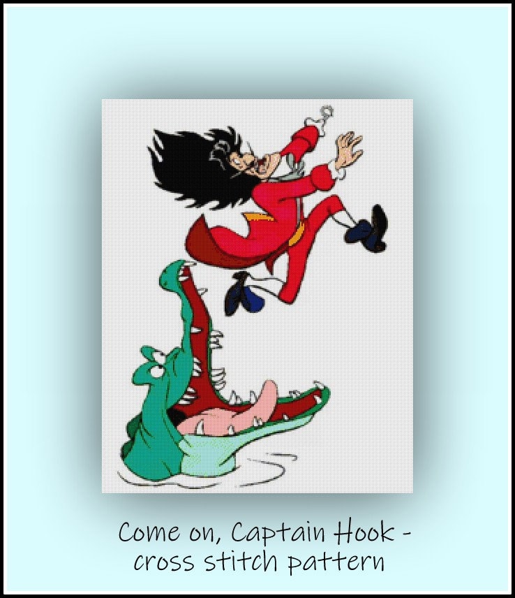 Come on Captain Hook Cross Stitch Pattern DIY Captain Hook Cross Stitch ...