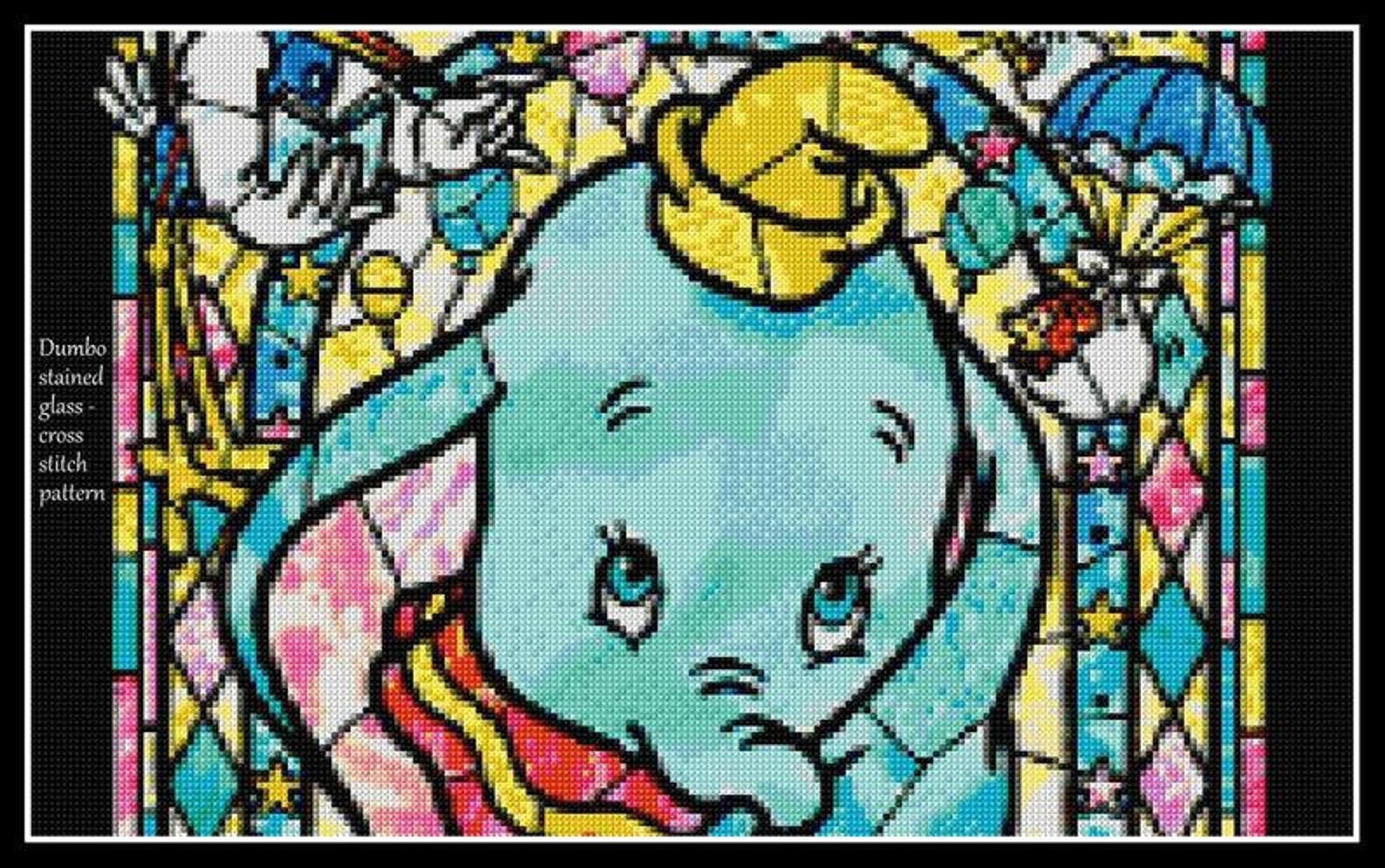 Dumbo Stained Glass Cross Stitch Pattern Dumbo Cross Stitch | Etsy