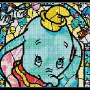 Dumbo Stained Glass Cross Stitch Pattern Dumbo Cross Stitch Home Decor ...