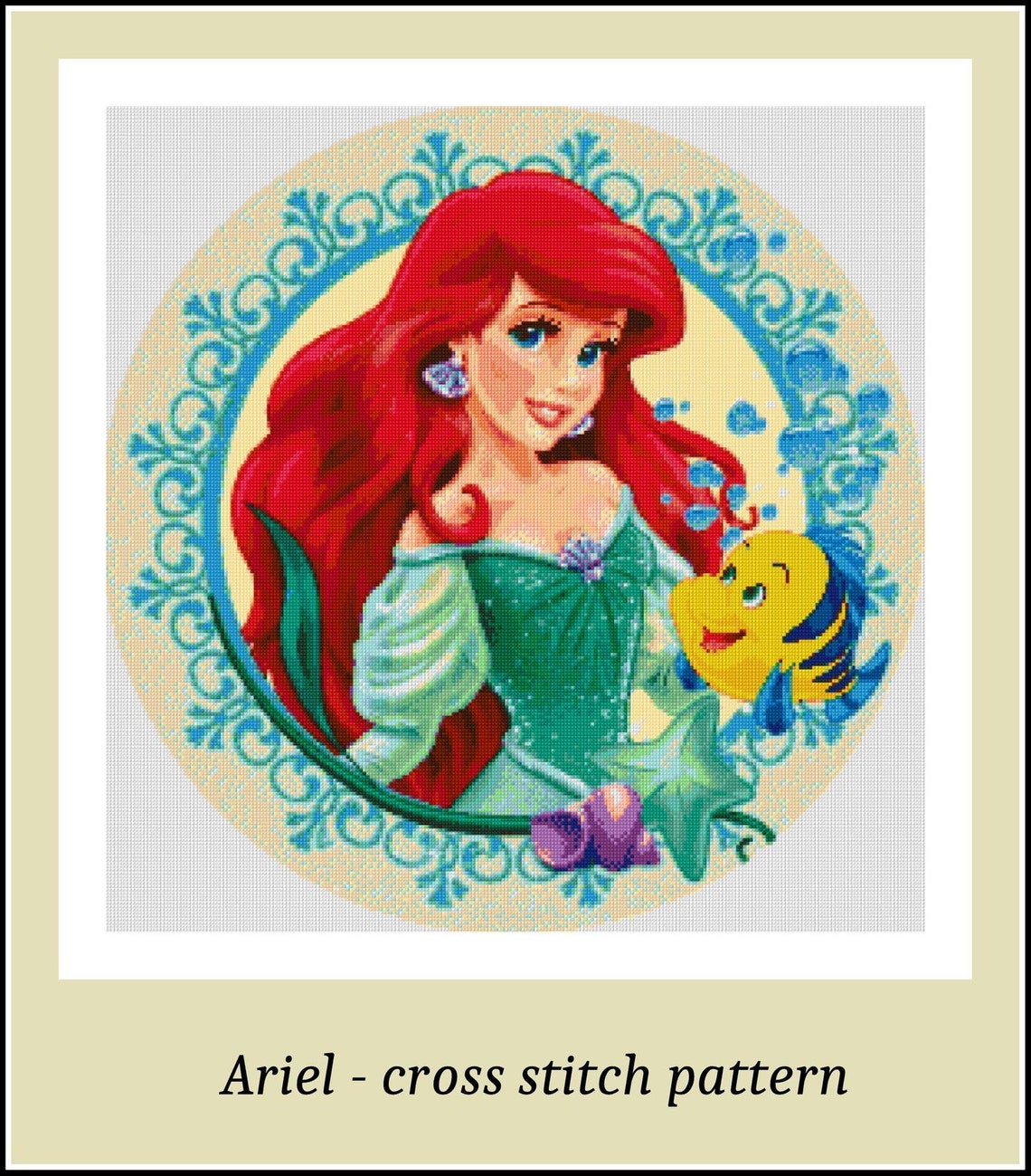 Ariel cross stitch pattern Ariel DIY Ariel pattern Kids room | Etsy