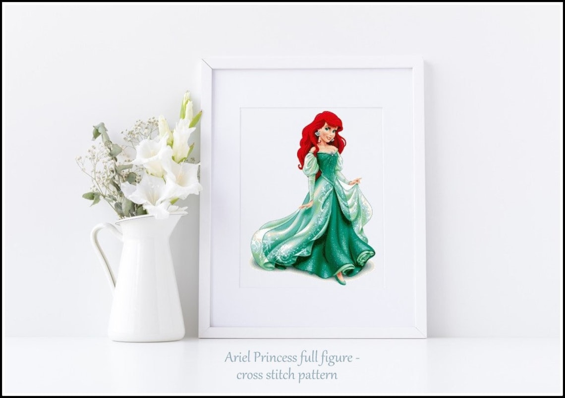 Ariel Princess full figure cross stitch pattern cross stitch | Etsy