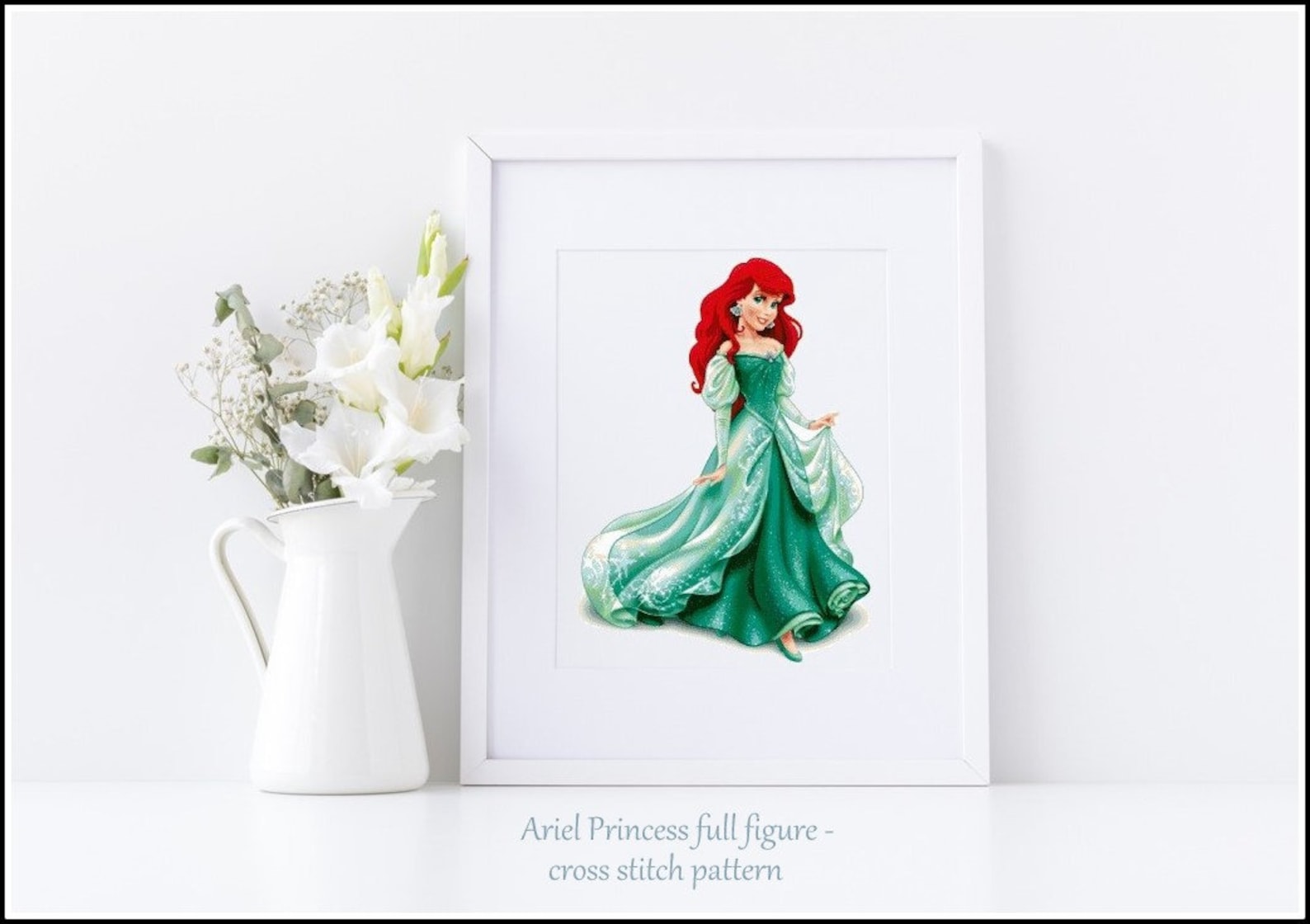 Ariel Princess full figure cross stitch pattern cross stitch | Etsy