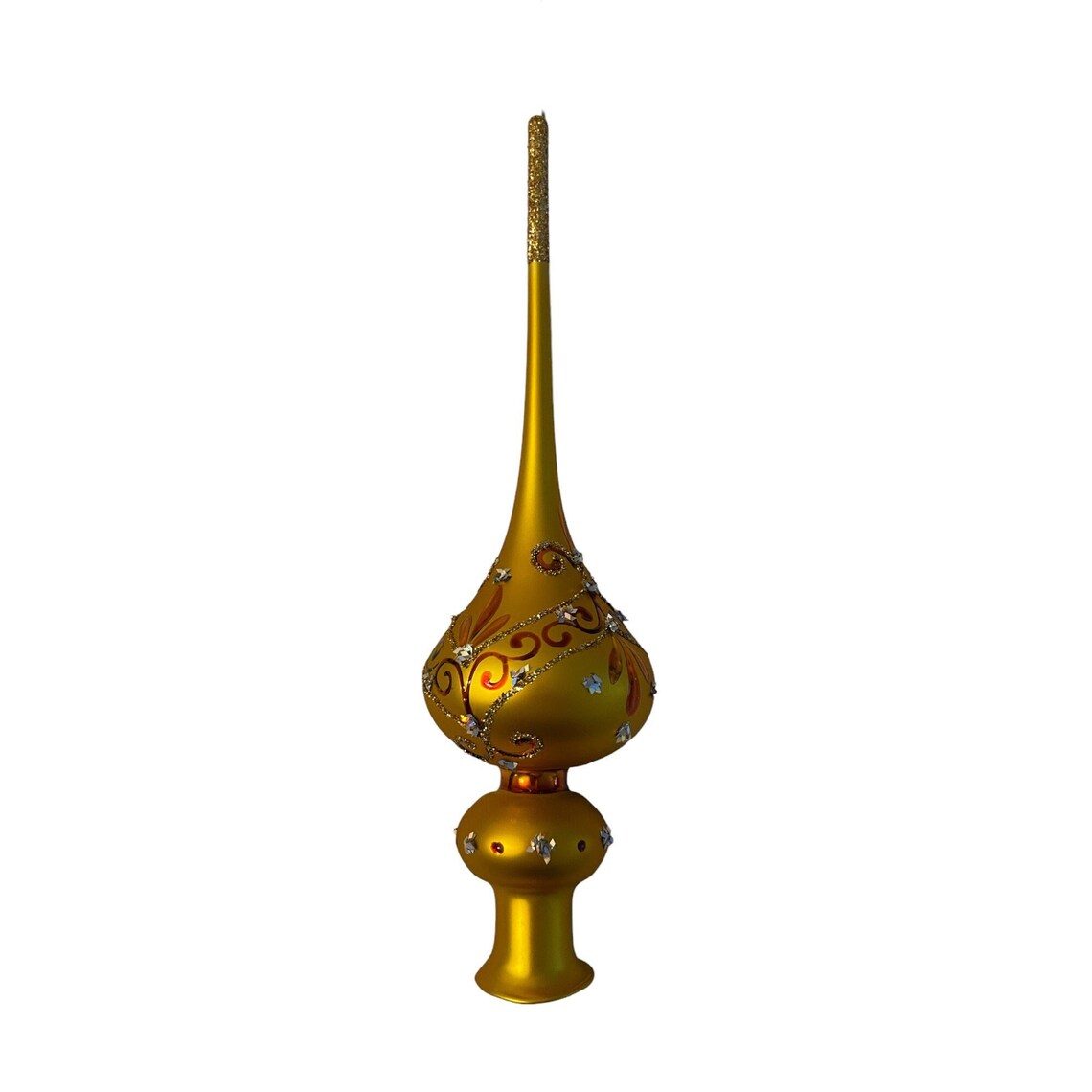 Gold Christmas Tree Topper, Blown Glass Xmas Ornament, Tree Decoration ...