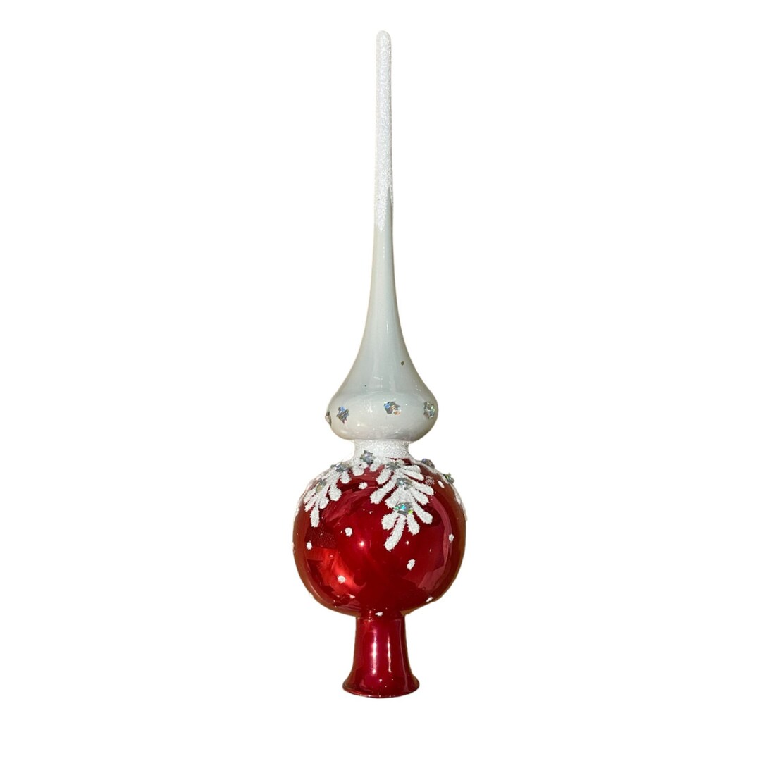 Hand-painted Glass Finial Christmas Tree Topper - 10 Inch Winter Xmas ...