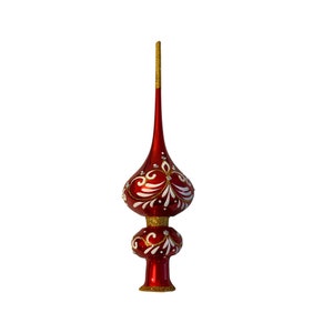 Red/blue/purple Retro Glass Finial Xmas Tree Topper - 10 Inch Holiday ...