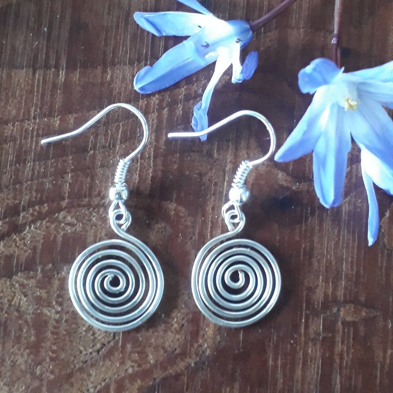 Simple Silver Spiral Earrings Birthday Gift Idea Silver Wire - Etsy